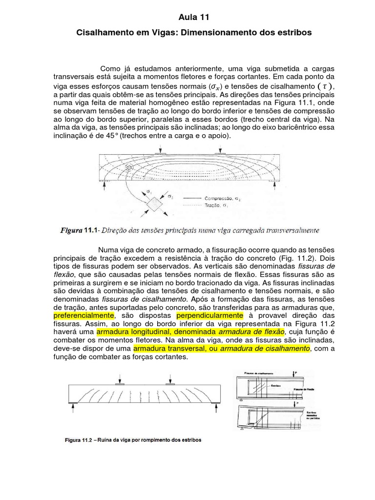 Aula 11 - Cisalhamento em Vigas - Dimensionamento Dos Estribos | PDF ...