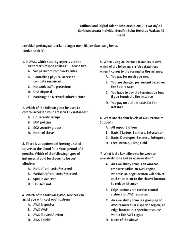Latihan Soal Aws | PDF | Amazon Web Services | Cloud Computing