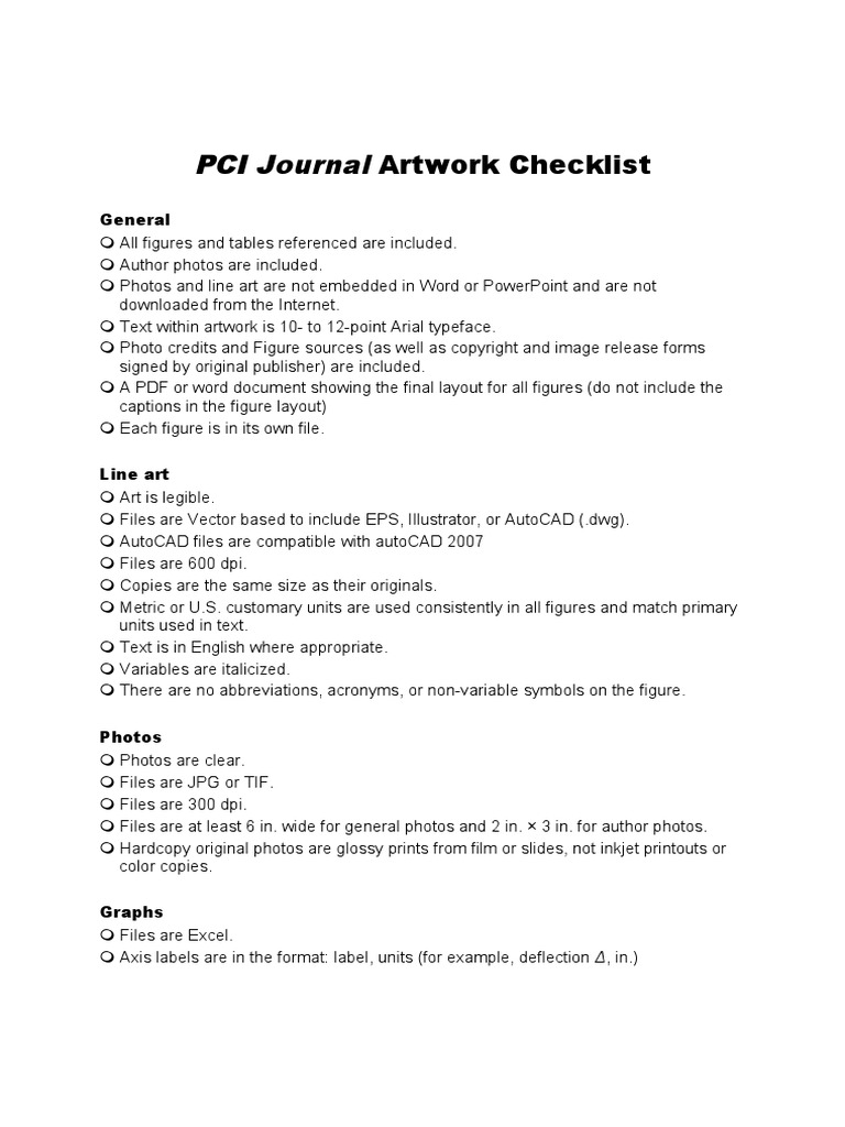 Artwork Checklist 01jul11