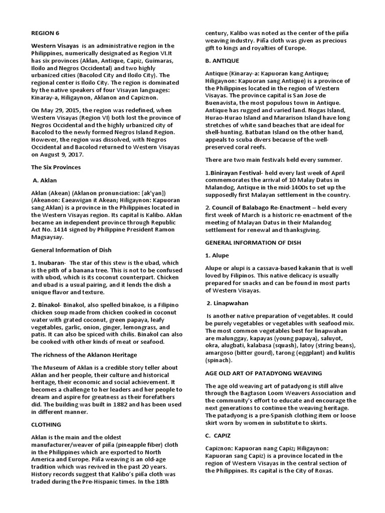 Region 6 | PDF | Cuisine | Foods