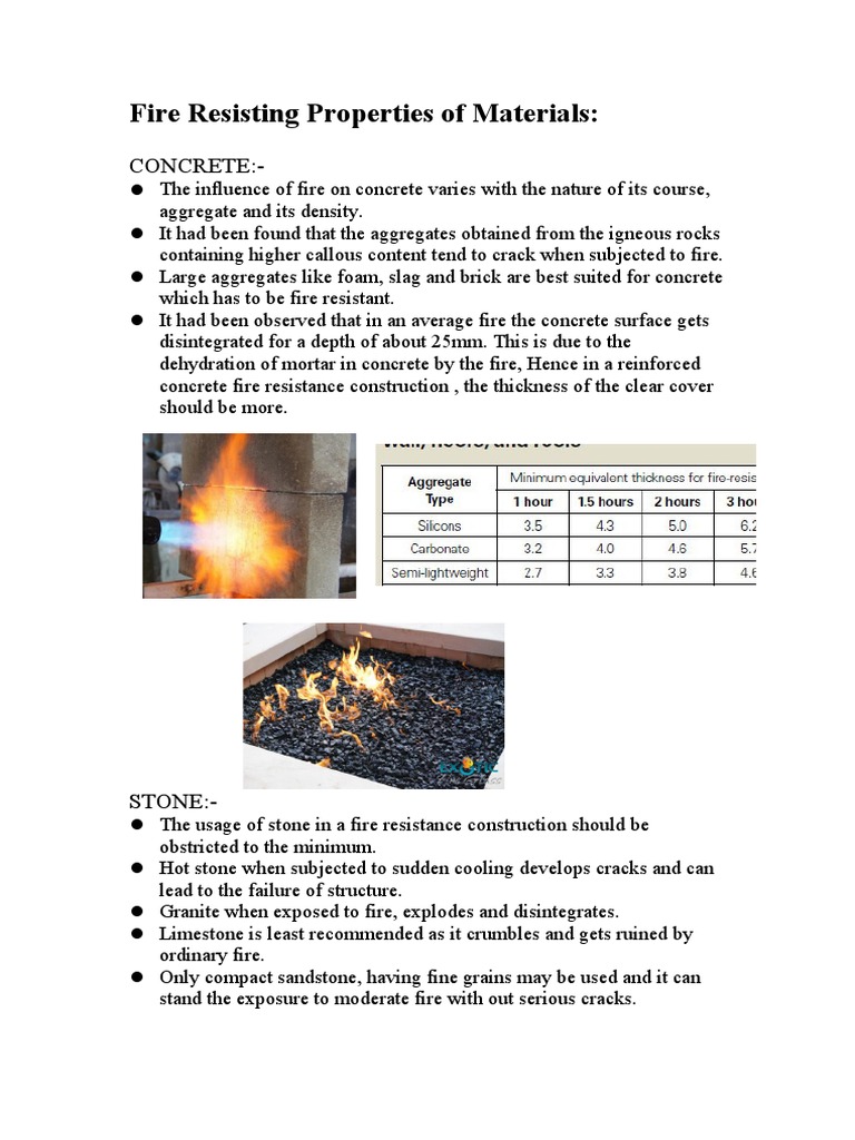 Fire Resisting Properties of Materials:: Concrete | PDF | Rock (Geology ...