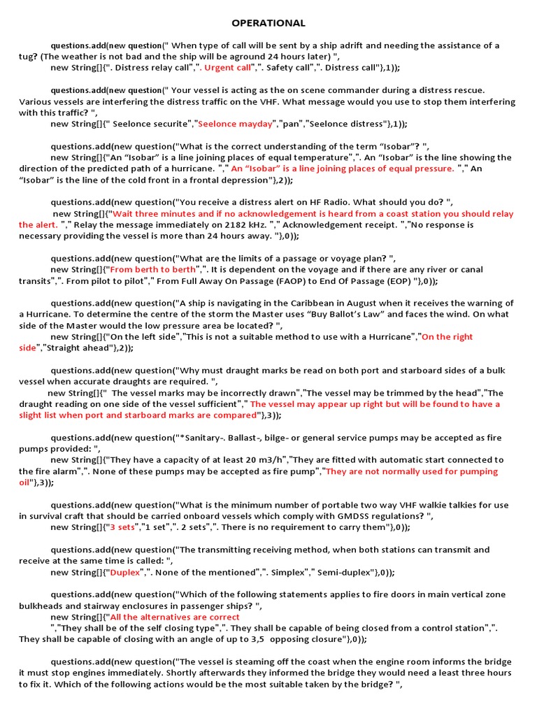 Operational: Questions - Add (New Question (" | PDF | Ships | Compass