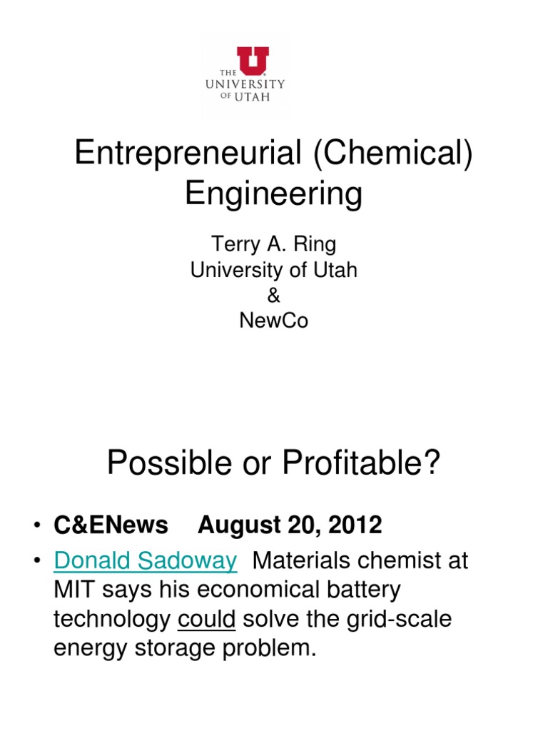 Entrepreneurial (Chemical) Engineering | PDF | Angel Investor | Risk