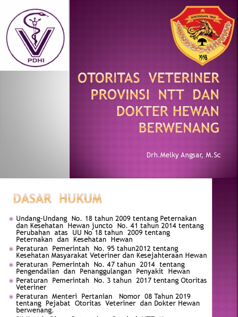 Otoritas Veteriner Provinsi NTT Dan Dokter Hewan Berwenang | PDF