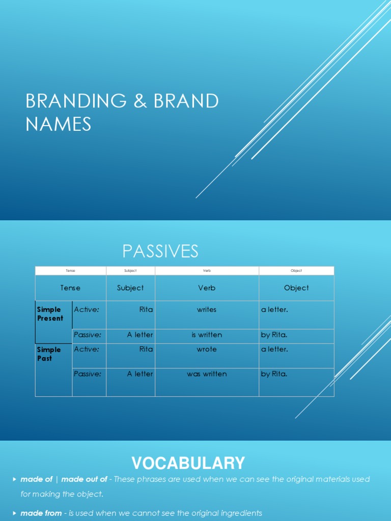 Branding and Brand Names | PDF | Grammatical Tense | Verb