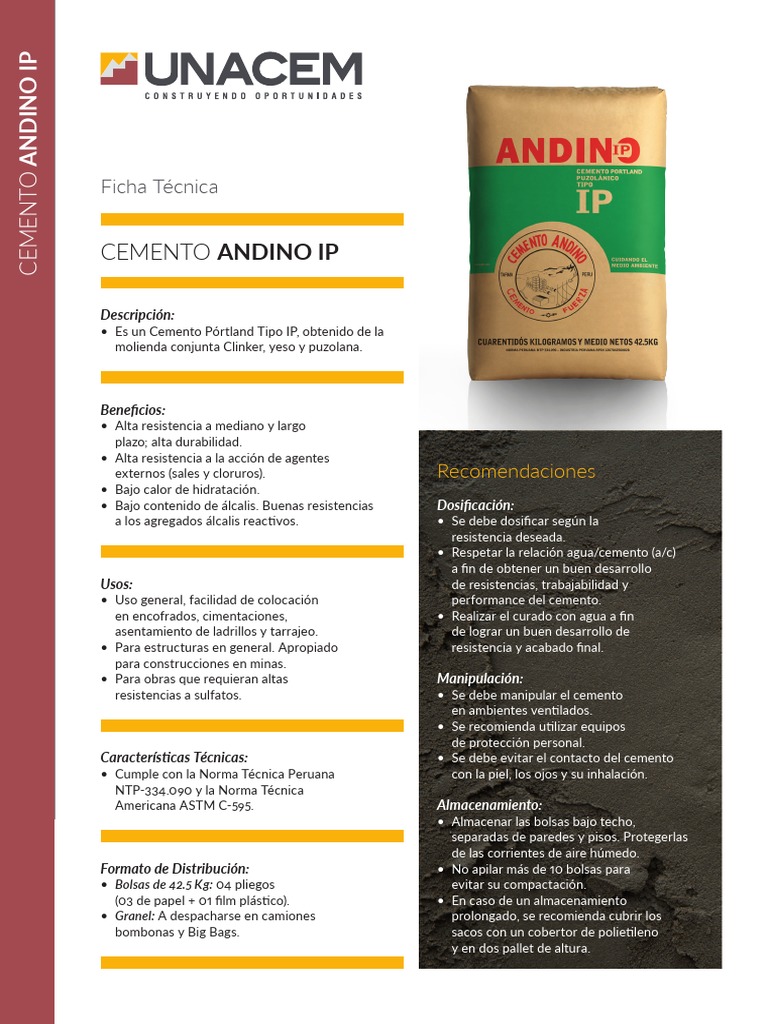 Ficha Andino IP | PDF | Cemento | Sectores Economicos