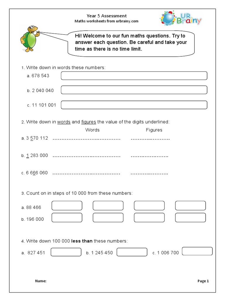 Maths Assessment: Year 5 Tackle Word Problems, Fractions, Decimals, and ...
