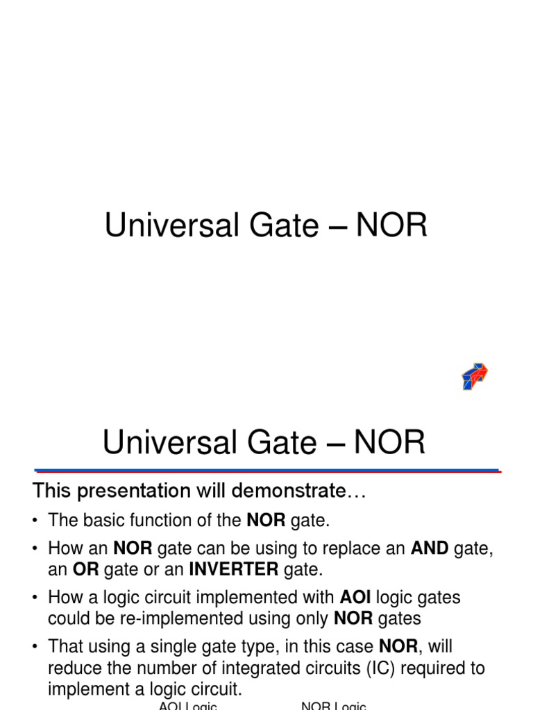 Universal NOR | PDF | Logic Gate | Integrated Circuit