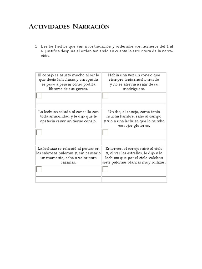 Actividades Narracion | PDF | Cuentos | Narrativa