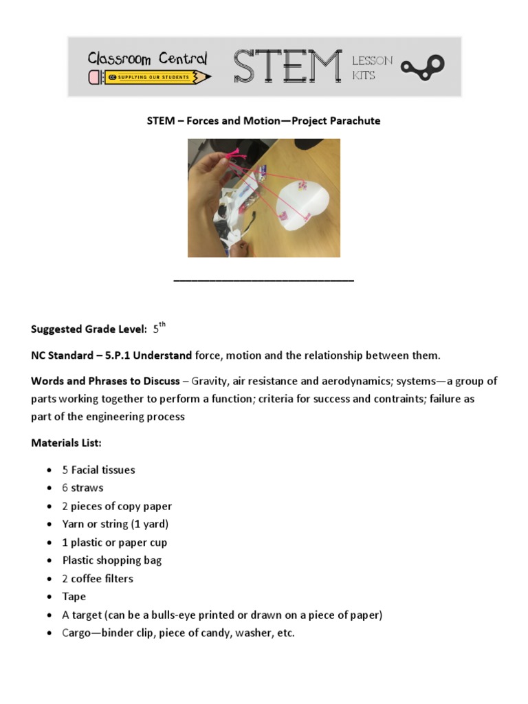 Parachute Engineering Project for 5th Grade | PDF | Parachute | Paper