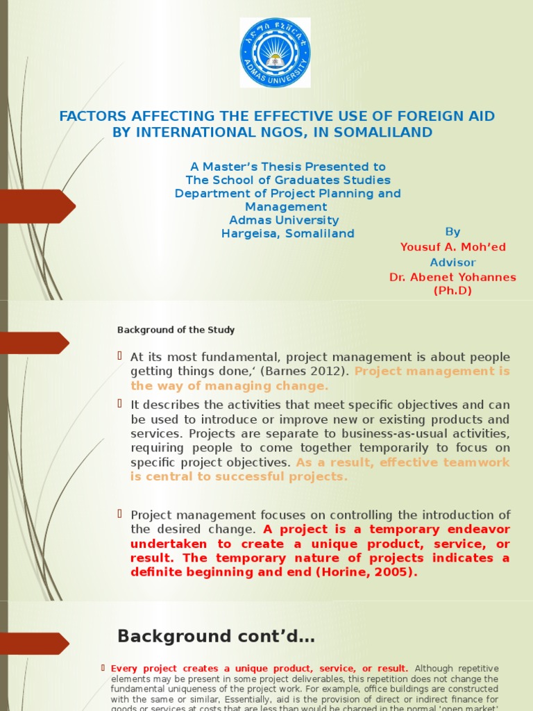 Factors Affecting The Effective Use of Foreign Aid by International ...