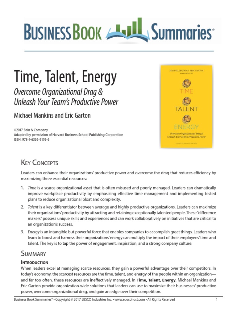 Time, Talent, Energy: Overcome Organizational Drag & Unleash Your Team ...
