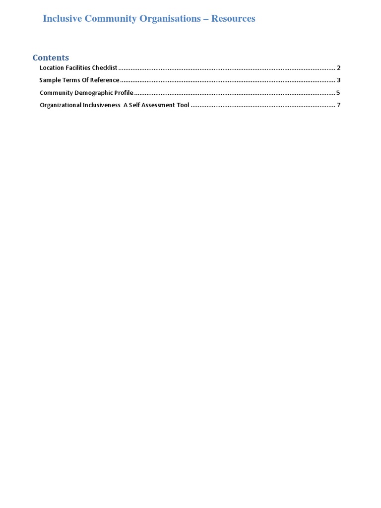 Inclusive Community Organisations Resources | PDF | Inclusion ...