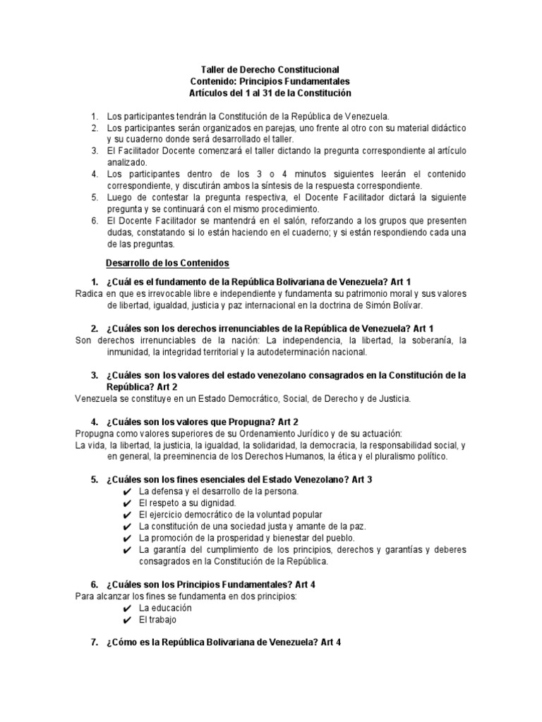 Principios Fundamentales de La Constitución | PDF | Constitución ...