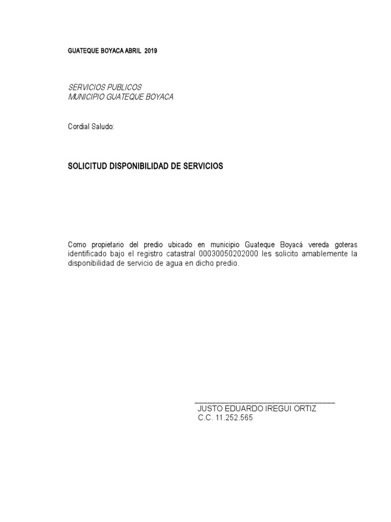 DISPONIBILIDAD DE SERVICIOS Iregue | PDF