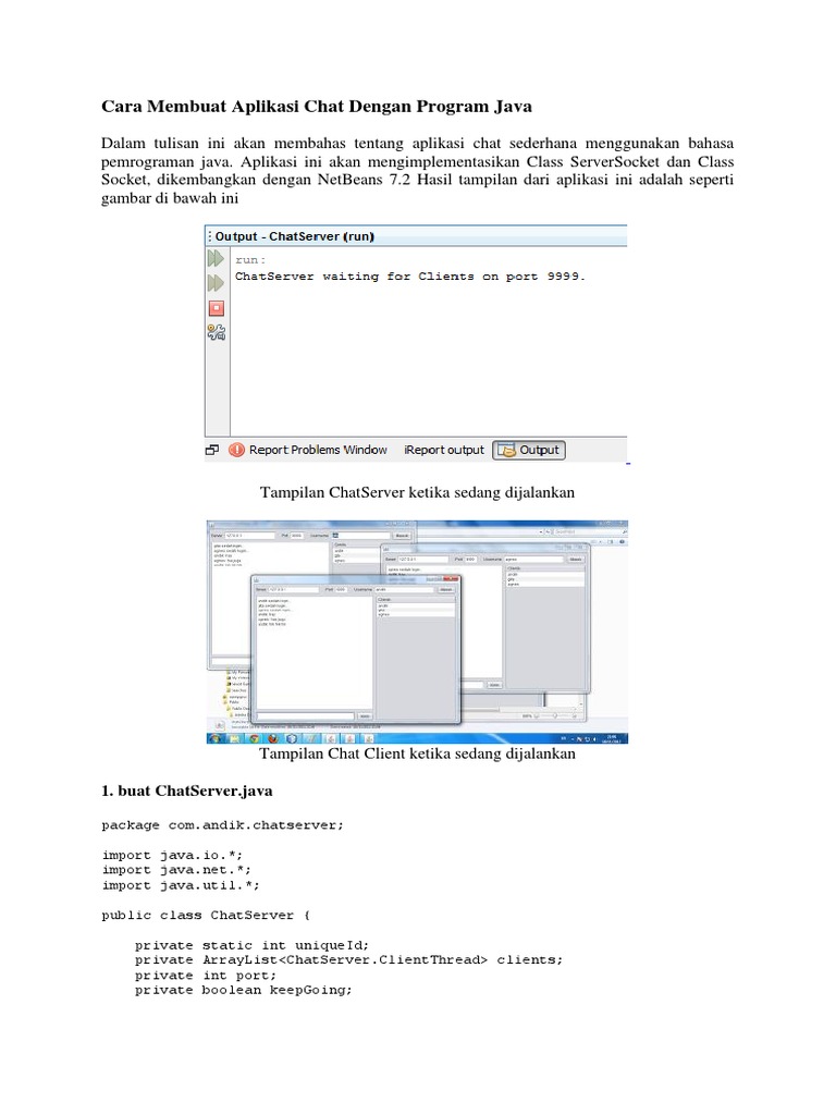 Cara Membuat Aplikasi Chat Dengan Program Java | PDF | Platform ...
