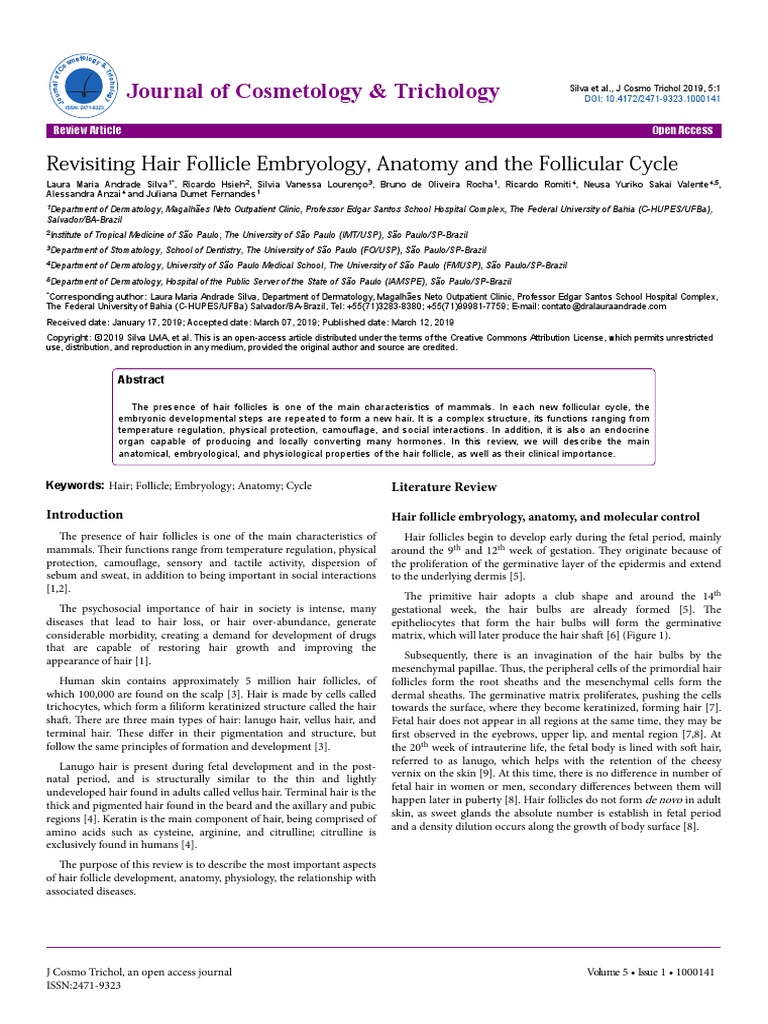 Revisiting Hair Follicle Embryology Anatomy and The Follicular Cycle ...