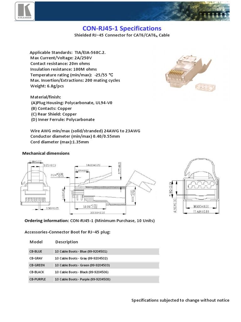 CON-RJ45-1 Specifications: Ordering Information: C | PDF