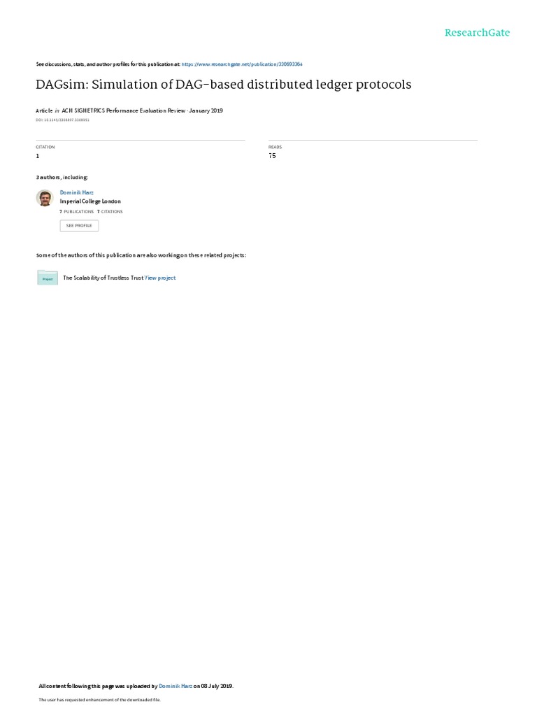Dagsim: Simulation of Dag-Based Distributed Ledger Protocols | PDF | Simulation | Areas Of ...