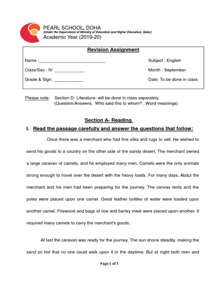 English Revision Assignment Assessment 2 | PDF | Travel | Foreign ...