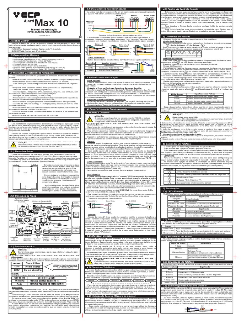 Manual Central Ecp Max10 PDF | PDF | Telefone | Teclado de computador