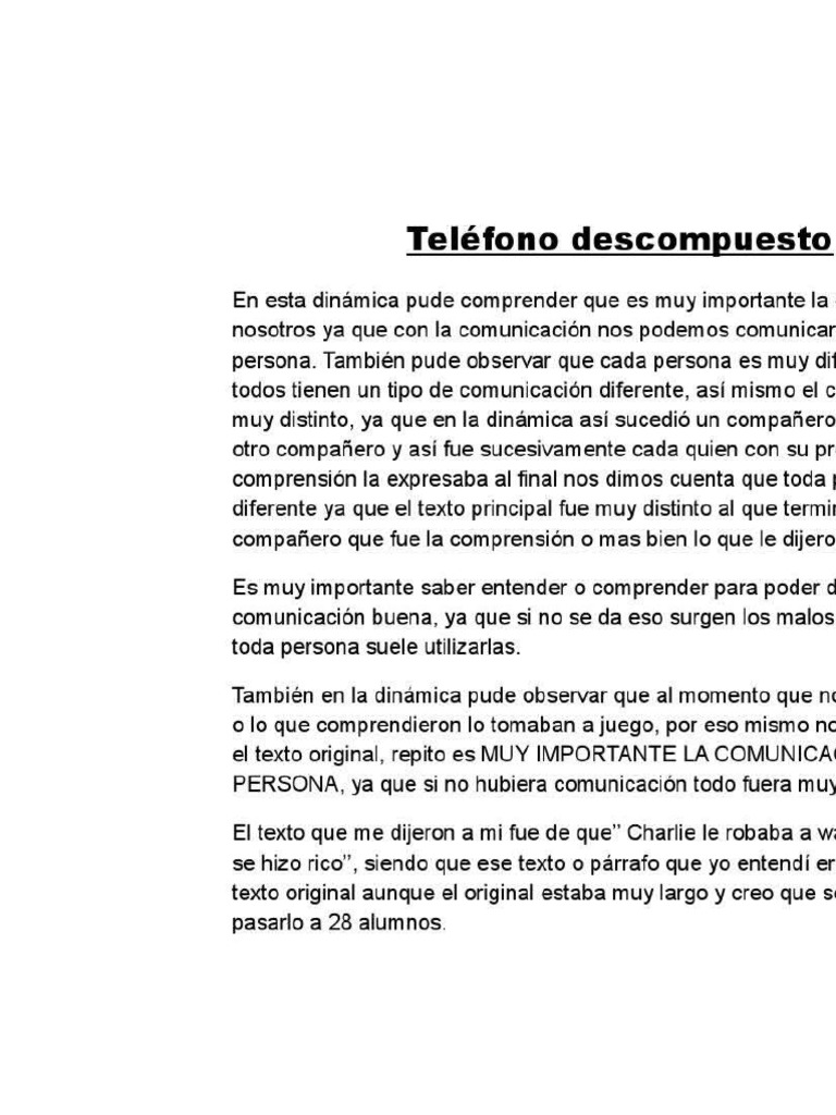 Dinamica Telefono Descompuesto | PDF