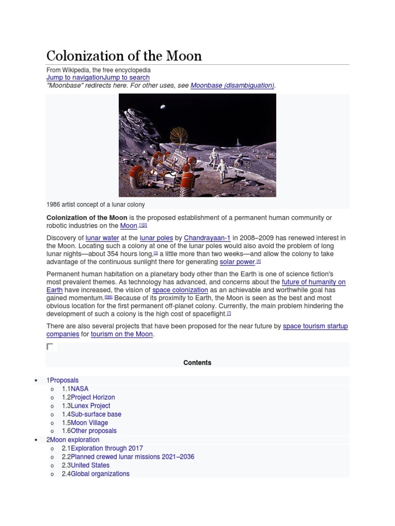 Colonization of The Moon | PDF | Colonization Of The Moon | Moon