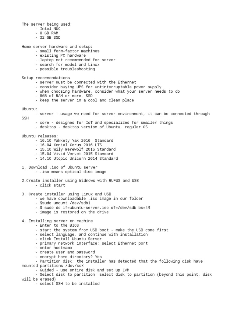 A Guide to Setting Up a Home Server Using Ubuntu | PDF | Secure Shell | Sudo