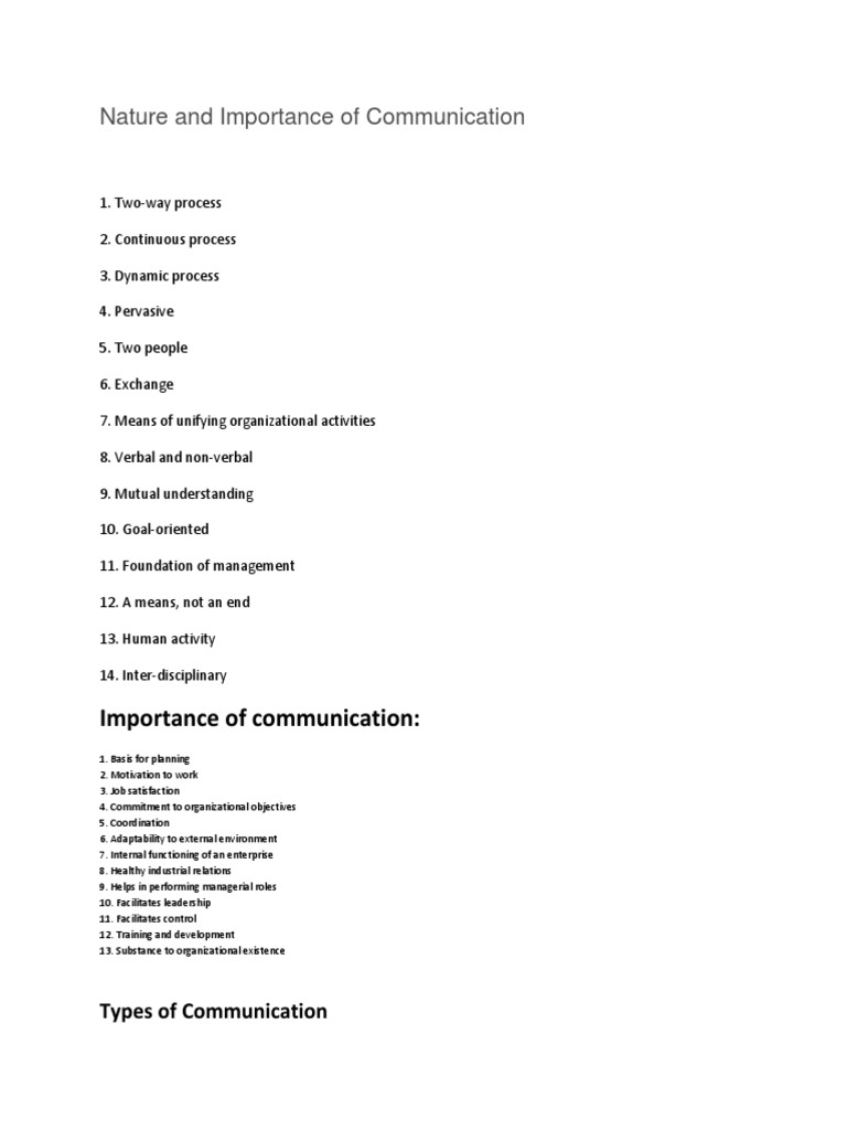 Nature and Importance of Communication | PDF | Systems Psychology ...