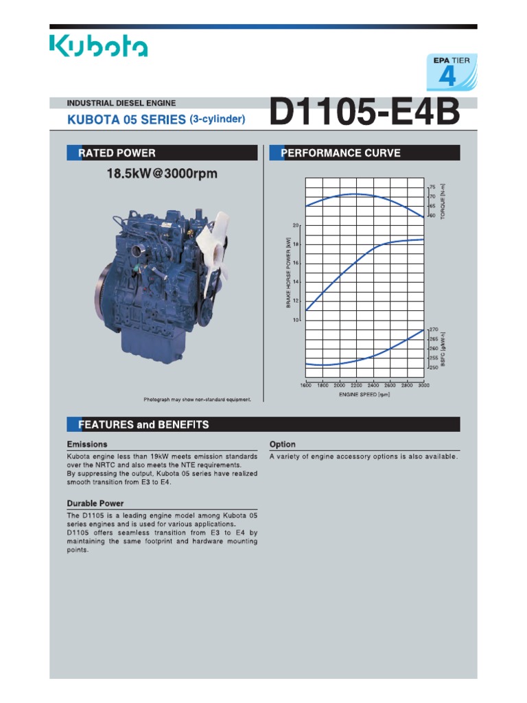 Kubota 05 Series d1105 E4b Specifications | PDF