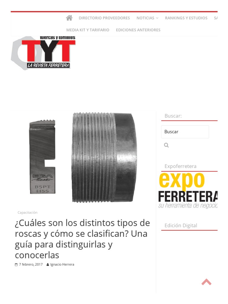 ¿Cuáles Son Los Distintos Tipos de Roscas y Cómo Se Clasifican - Una ...