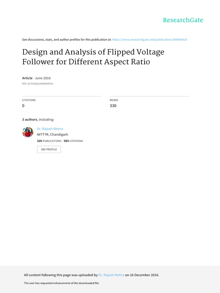 Design and Analysis of Flipped Voltage Follower Follower | PDF ...