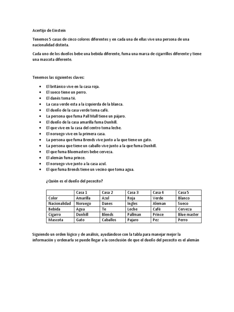 Acertijo de Einstein | PDF