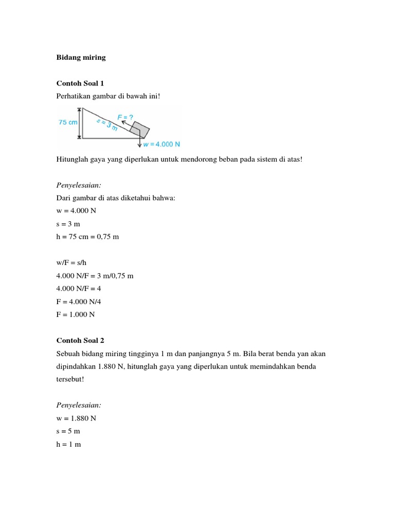 Gaya dan Usaha pada Bidang Miring | PDF | Sains & Matematika