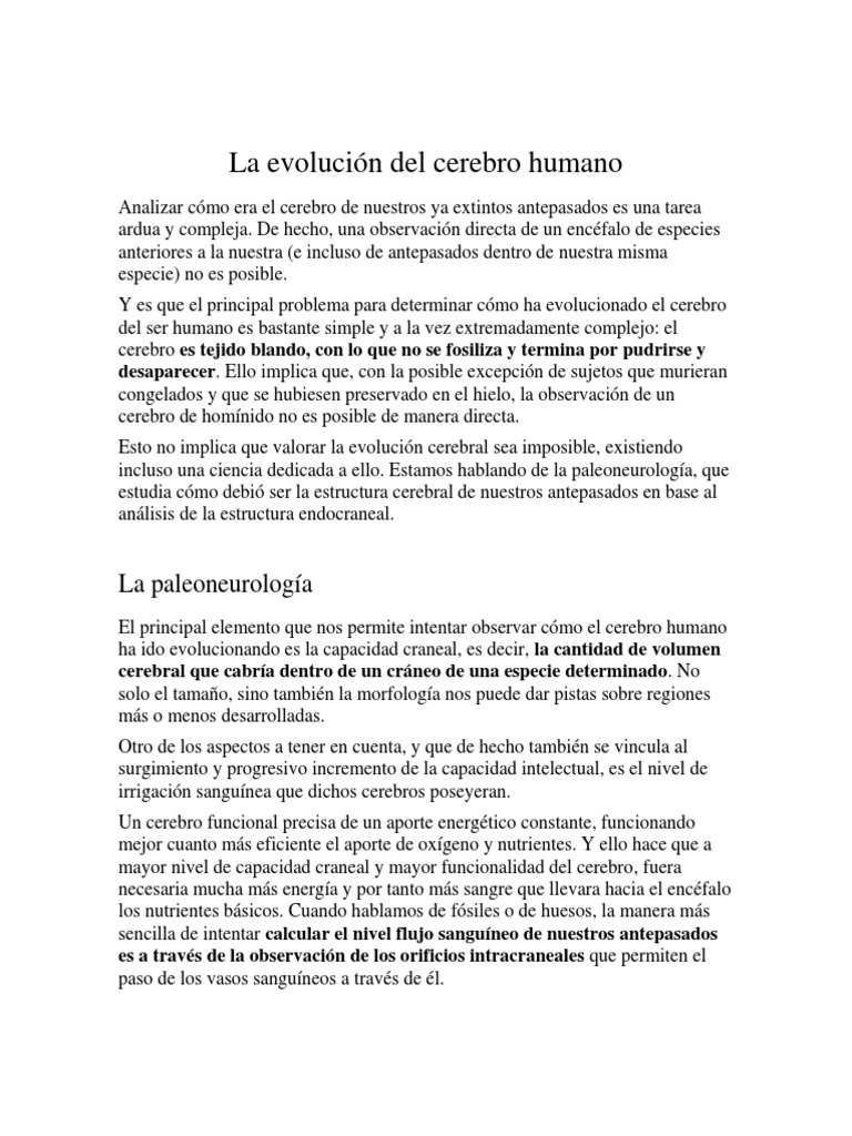 La Evolución Del Cerebro Humano | PDF | Seleccion natural | Gene