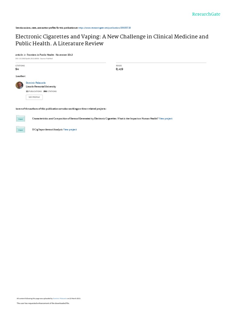 Electronic Cigarettes and Vaping: A New Challenge in Clinical Medicine ...