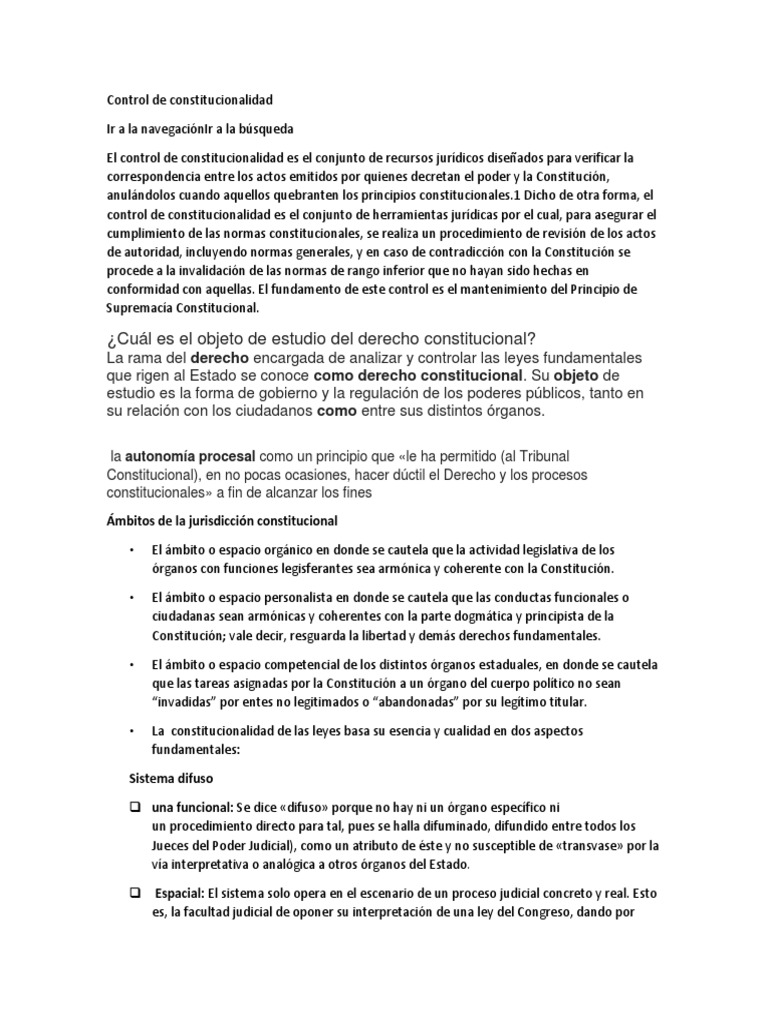 Control de Constitucionalidad | PDF | Constitución | Ley constitucional