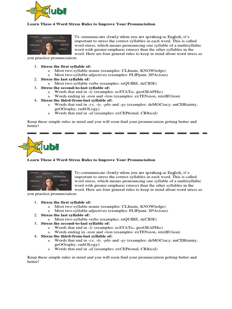 English Word Stress Rules Guide | PDF | Stress (Linguistics) | English ...