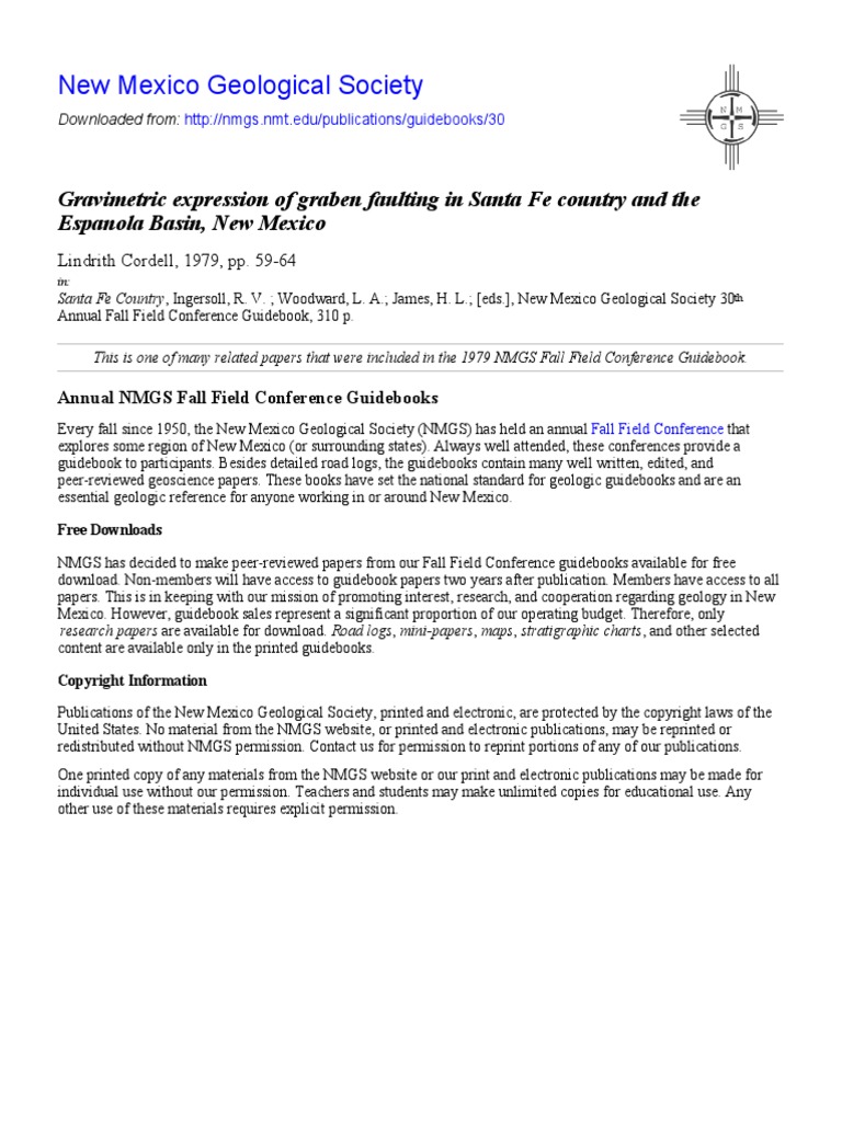 Gravimetric Expression of Graben Faulting in Santa Fe Country and The ...