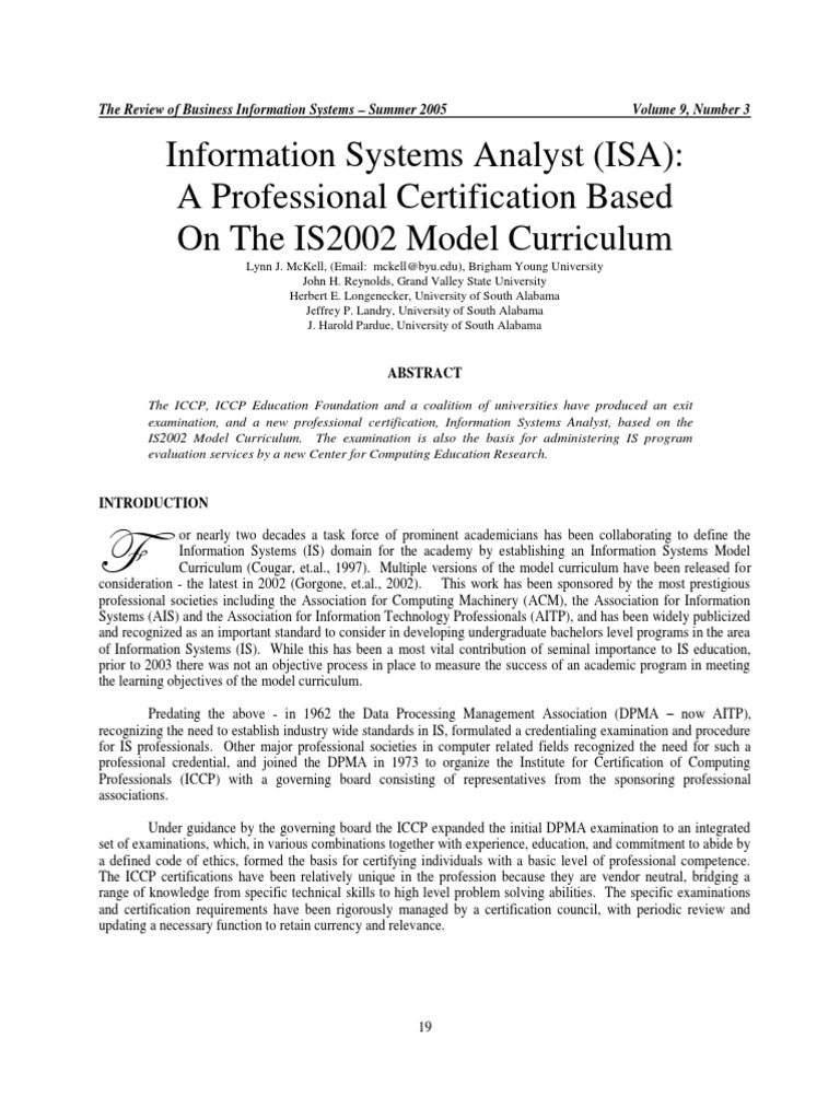 Information System Analyst Certification | PDF | Test (Assessment ...
