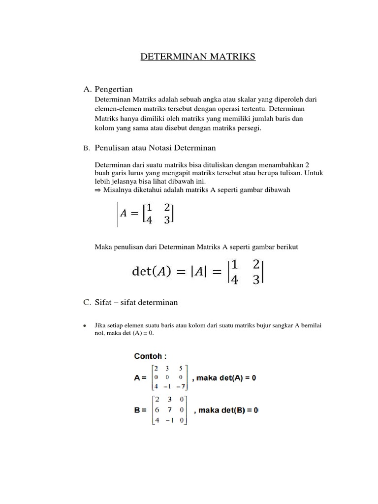 Determinan Matriks | PDF | Metode & Bahan Ajar