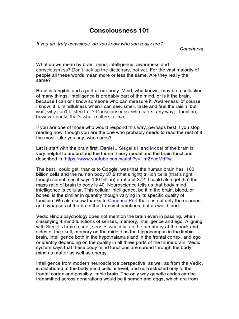 Consciousness | PDF | Mind | Awareness