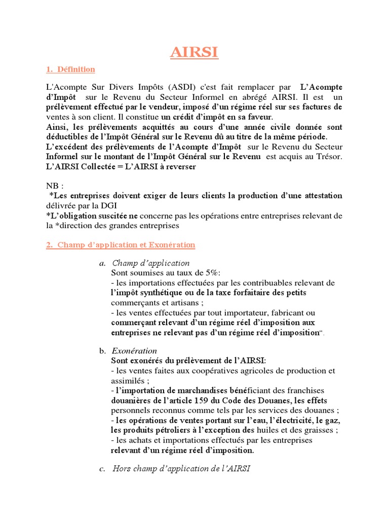 Cours AIRSI | PDF | Taxe sur la valeur ajoutée | Impôt sur le revenu