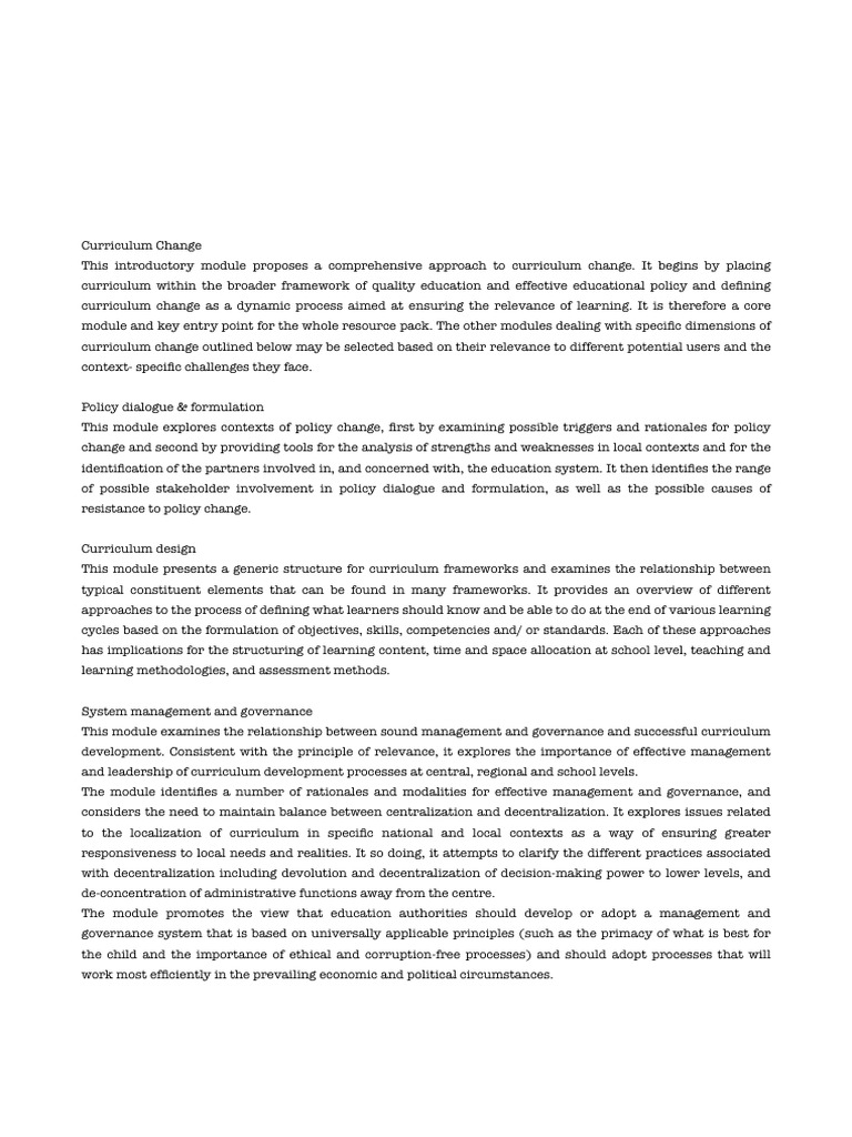 Meaning and Types of Curriculum Change | PDF | Curriculum | Governance