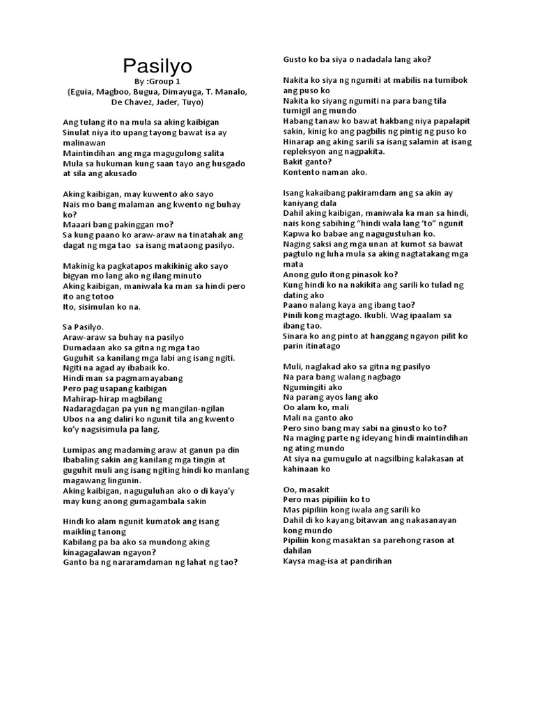 Pasilyo - Spoken Poetry | PDF