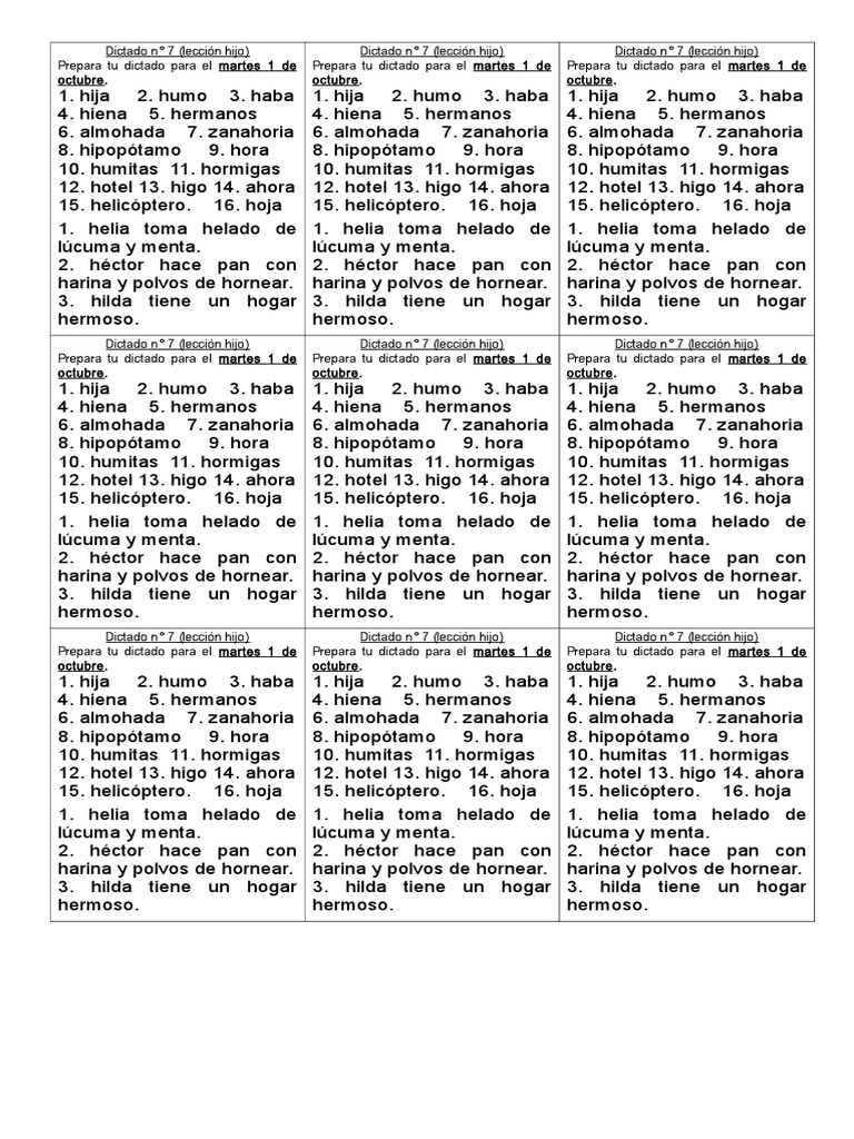 Dictado Letra H | PDF | Deportes | Ajedrez