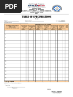 DepEd Table of Specifications Template | PDF