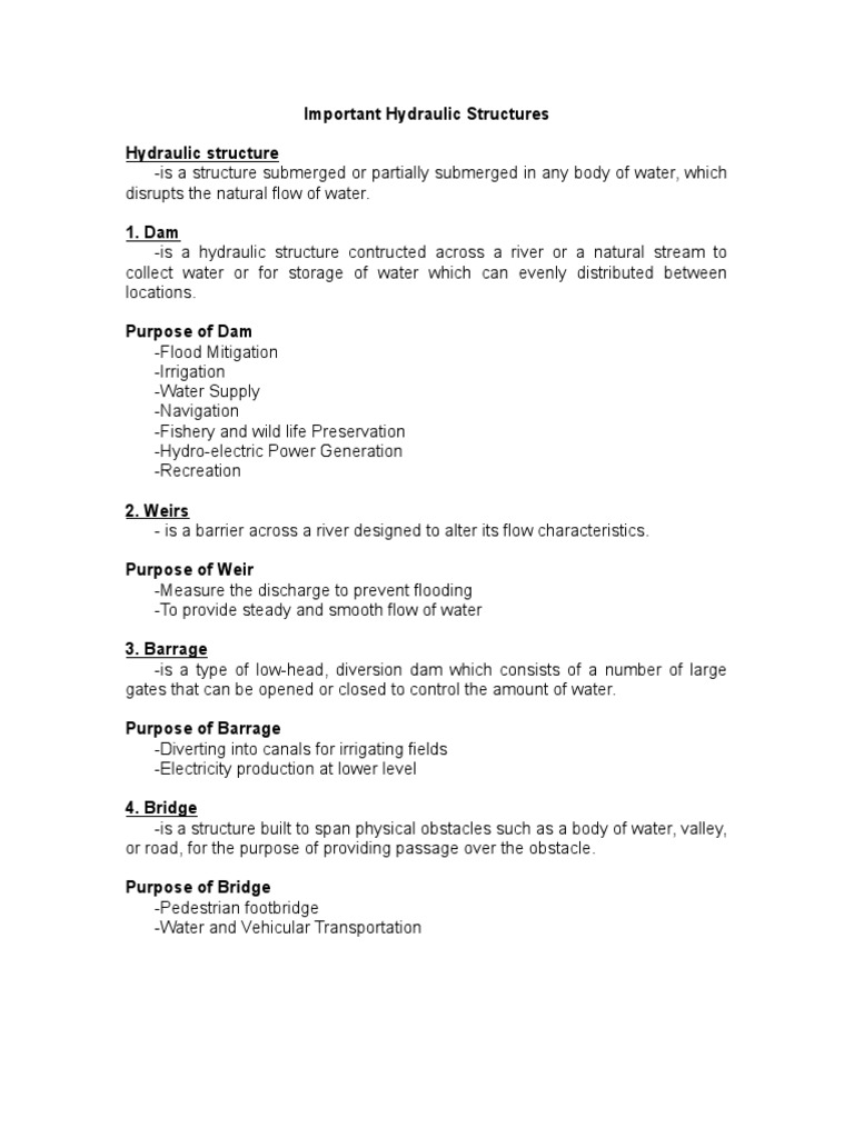 Hydraulic Structures Overview | PDF | Dam | Flood