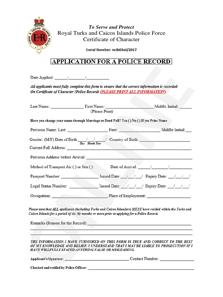 TCI Police Record Application Guide | PDF