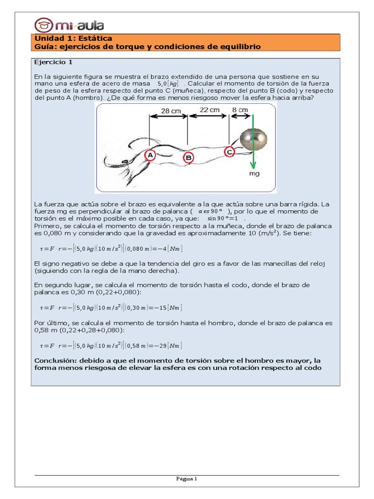 Ejercicios Torque y Equilibrio | PDF | Esfuerzo de torsión | Reloj